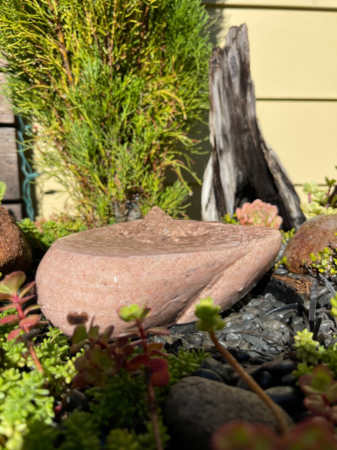 Rock Water Fountain Bird Bath Fountain Rock Garden - Etsy