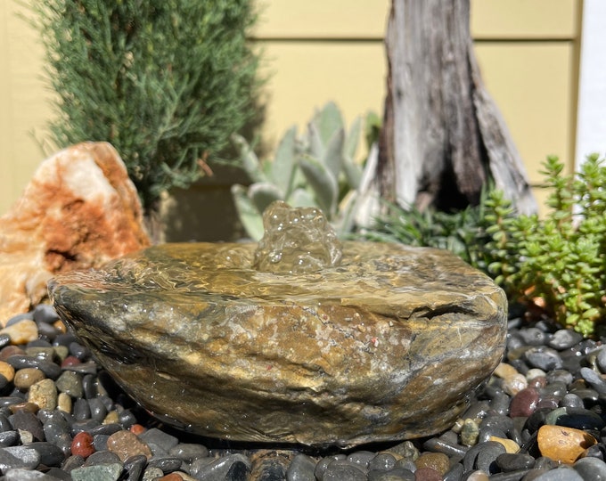 Polished Rock Water Fountain Bird Bath Garden Décor Handmade Garden ...