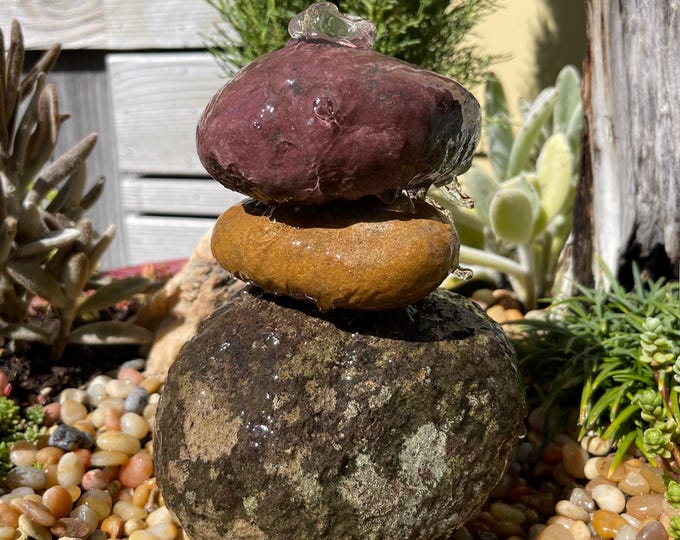 Natural Water Garden Rock Stack | Bird Bath Rock Stack | Rock Water ...