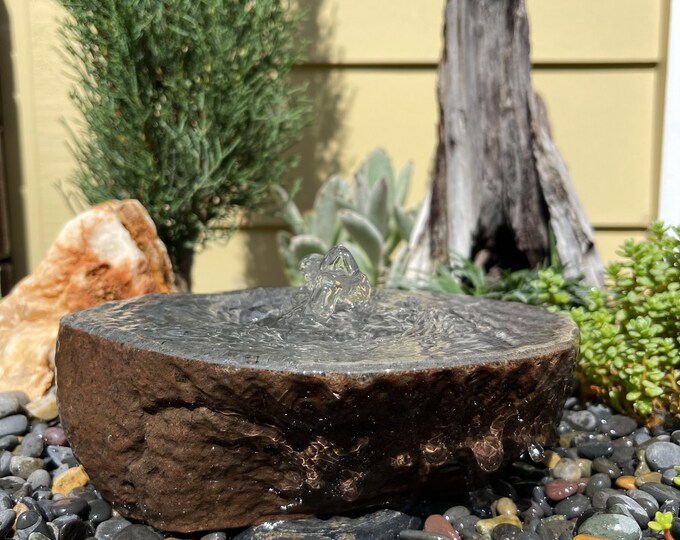 Rock Water Fountain Bird Bath Garden Décor Handmade Garden Ornament ...