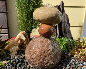 Natural Water Garden Five Rock Stack Bird Bath Rock Stack Rock Water ...