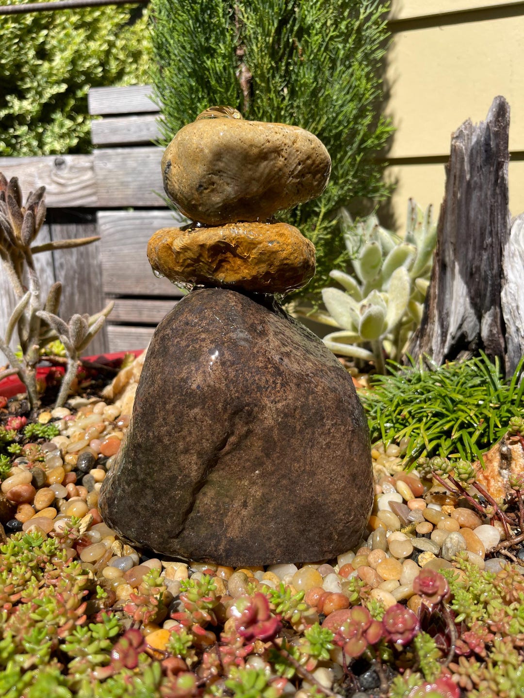 Natural Water Garden Rock Stack | Bird Bath Rock Stack | Rock Water ...