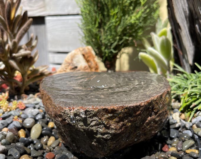 Rock Water Fountain Bird Bath Garden Décor Handmade Garden Ornament ...