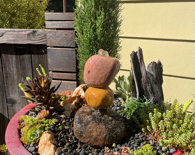 Natural Water Garden Five Rock Stack Bird Bath Rock Stack Rock Water ...