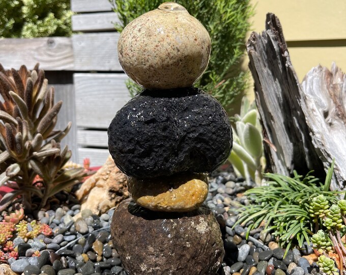 Natural Water Garden Five Rock Stack Bird Bath Rock Stack Rock Water ...