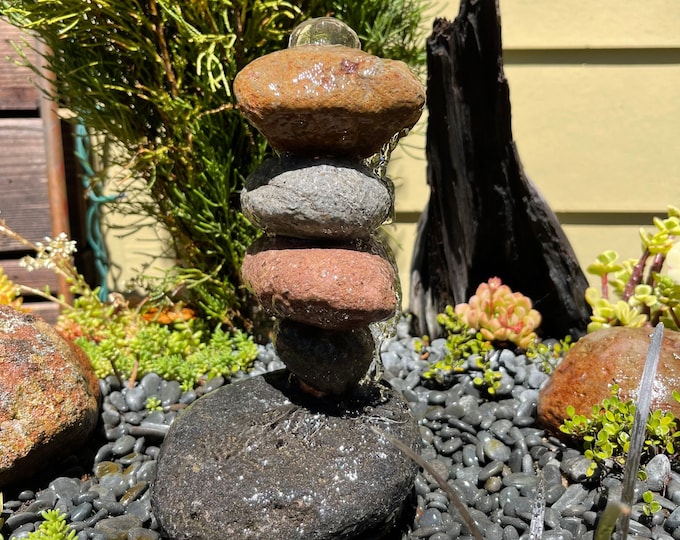 Natural Water Garden Five Rock Stack Bird Bath Rock Stack Rock Water ...