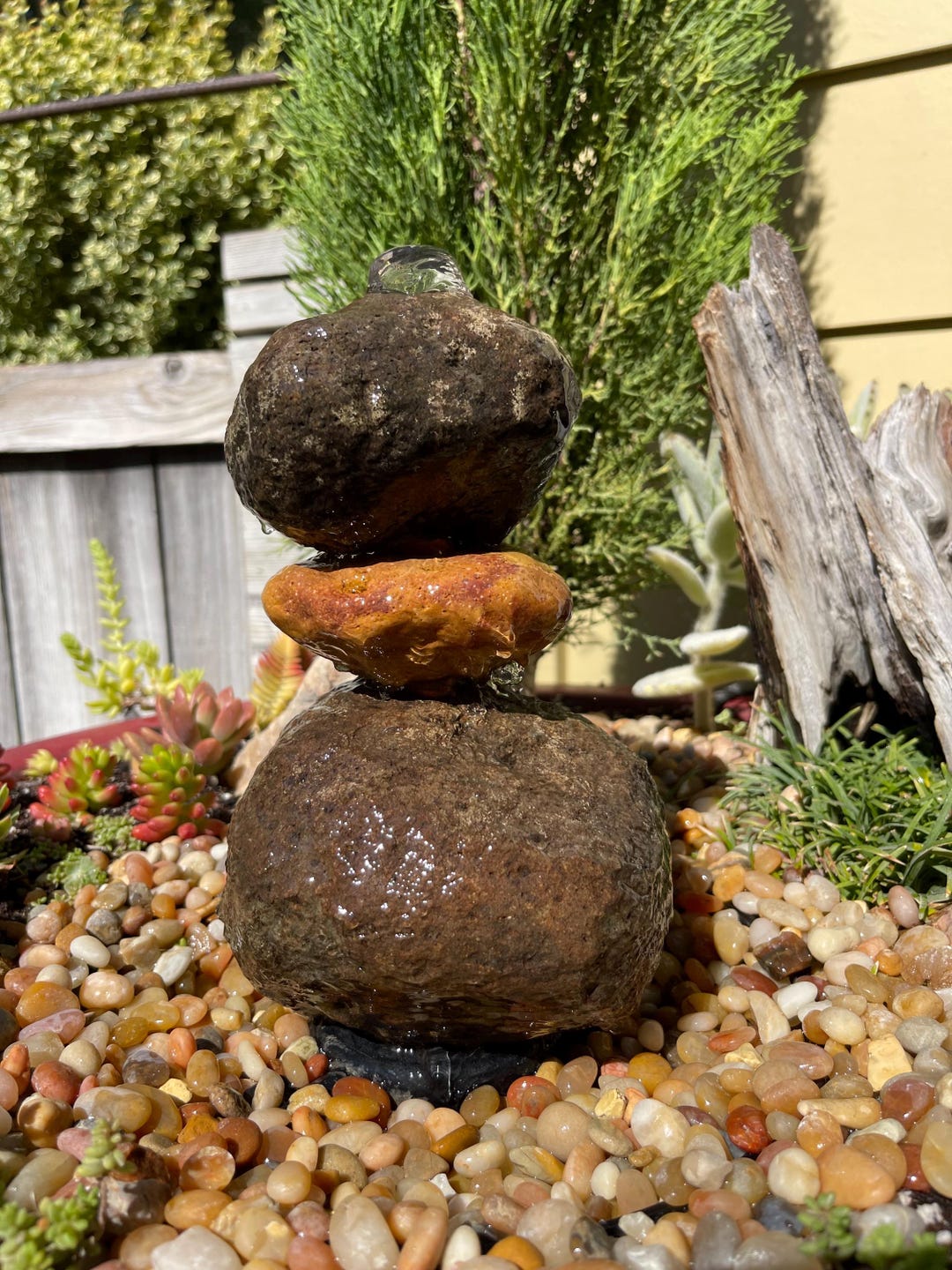 Natural Water Garden Rock Stack | Bird Bath Rock Stack | Rock Water ...