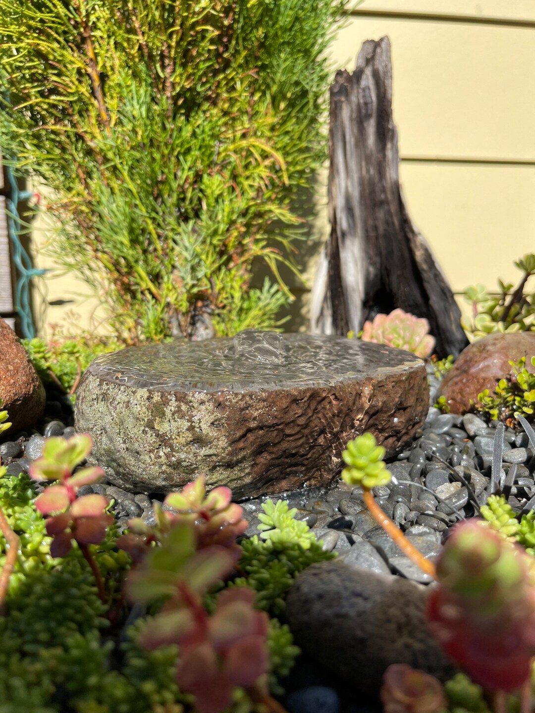 Rock Water Fountain Bird Bath Fountain Rock Garden - Etsy