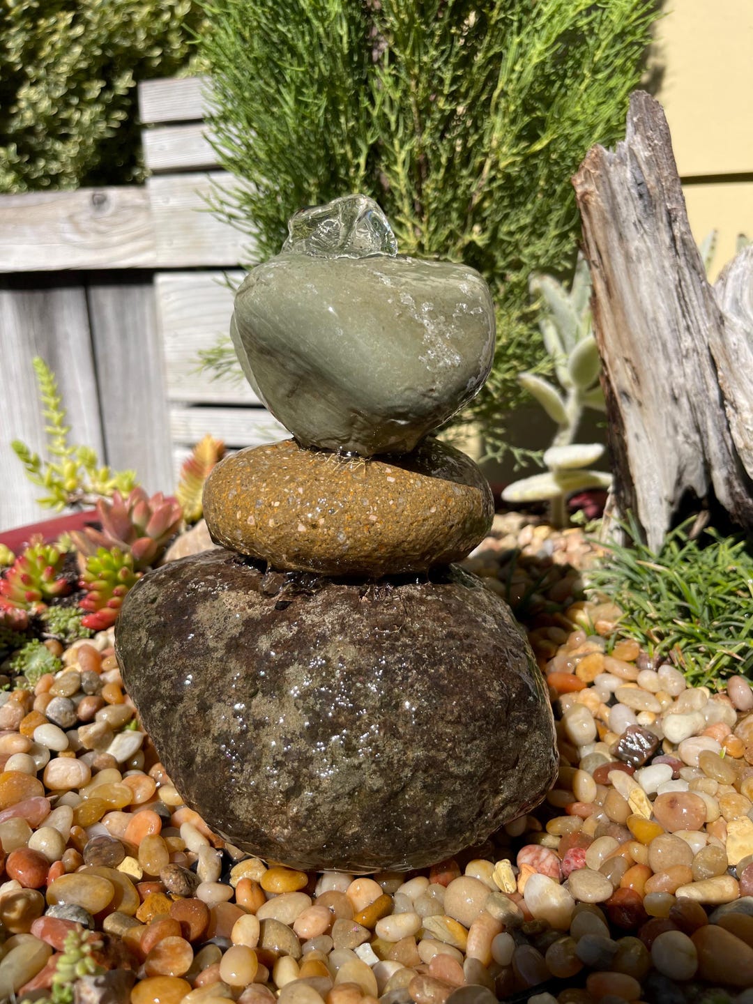 Natural Water Garden Rock Stack | Bird Bath Rock Stack | Rock Water ...