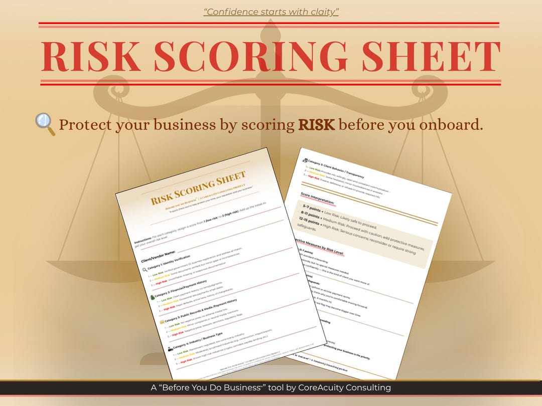 Know Exactly Who to Trust | Risk Scoring Sheet for Small Business ...