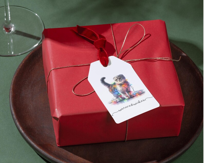 Christmas Cat Gift Tags, Cat Gift Tags, Printable Tag, Catmas ...