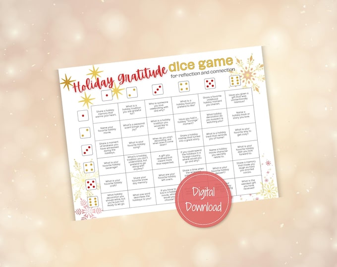 Christmas Gratitude Dice Game,christmas Dice Game,festive Family ...