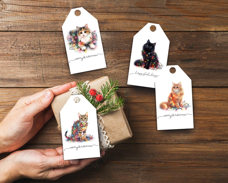 Christmas Cat Gift Tags, Cat Gift Tags, Printable Tag, Catmas ...