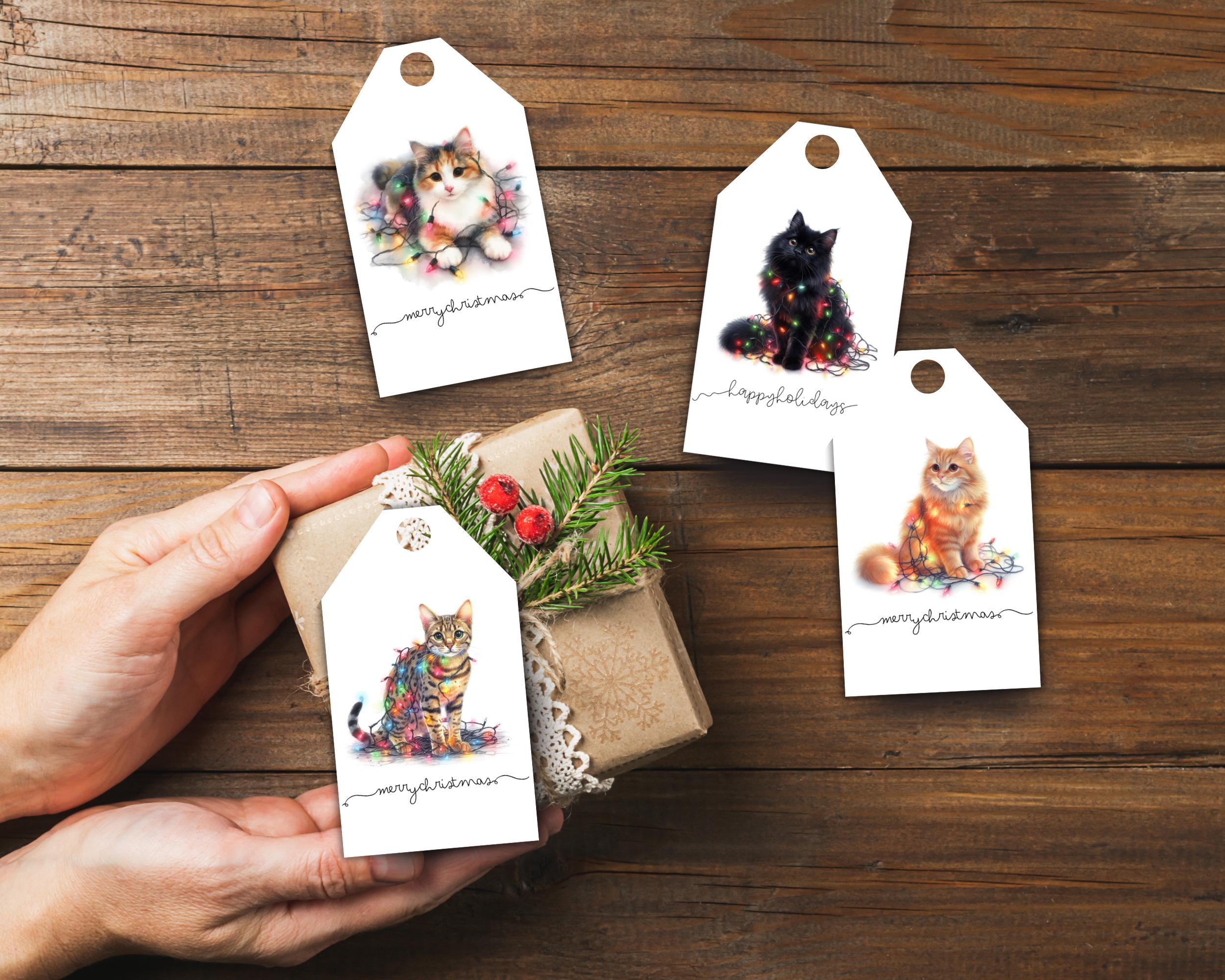 Christmas Cat Gift Tags, Cat Gift Tags, Printable Tag, Catmas ...