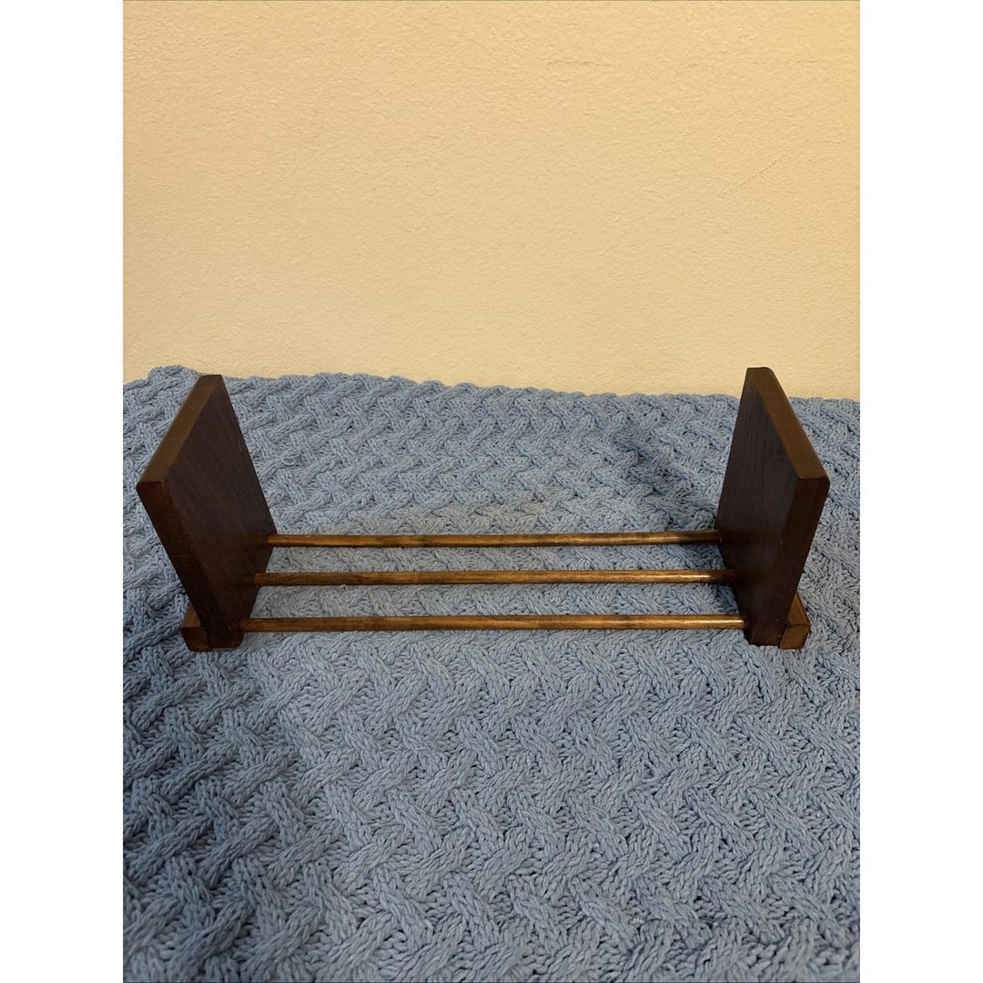 Vintage MCM Solid Wood Book Stand Rack Holder Adjustable Sliding End ...
