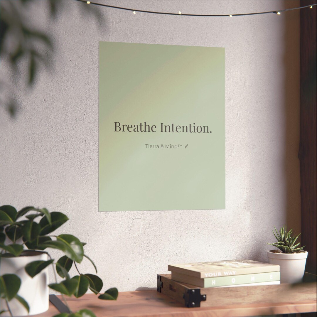Minimalist Wall Art | Breathe Intention Poster | Sage Green Print | Zen ...