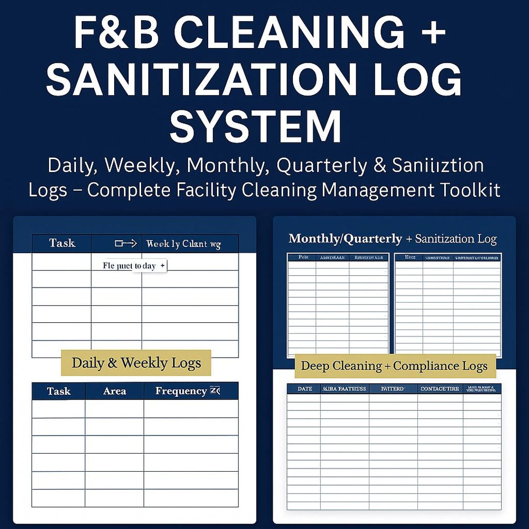 Kitchen, Bar, and FOH Cleaning Schedule Template | Excel & Google ...