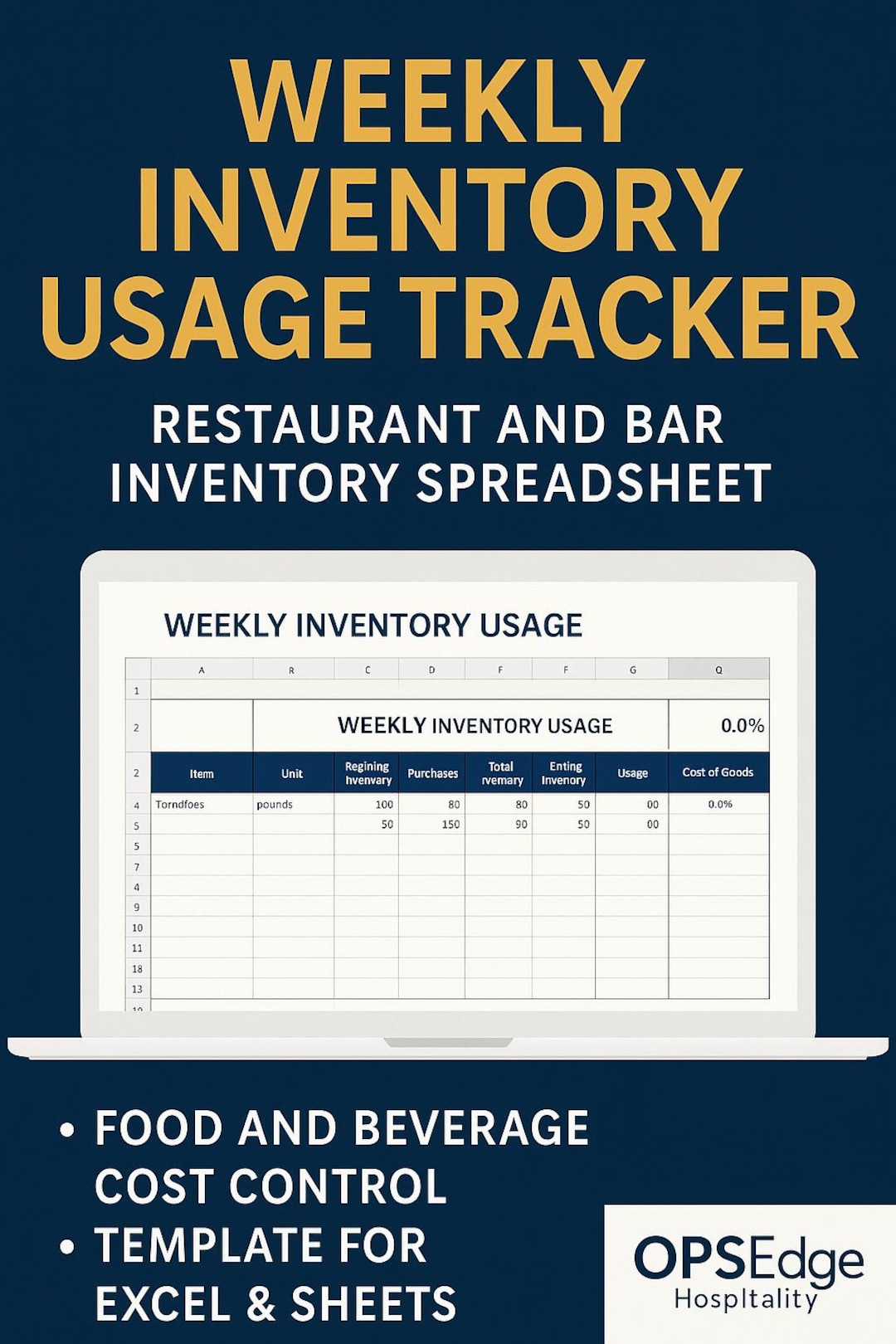 Weekly Inventory Usage Tracker | Restaurant and Bar Inventory ...