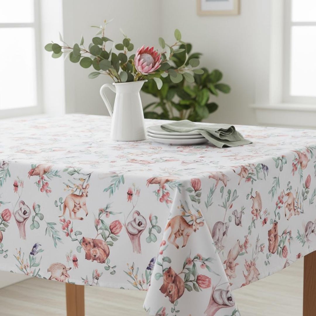 Australian Wildlife Cotton Canvas Tablecloth | Koalas, Kangaroos ...