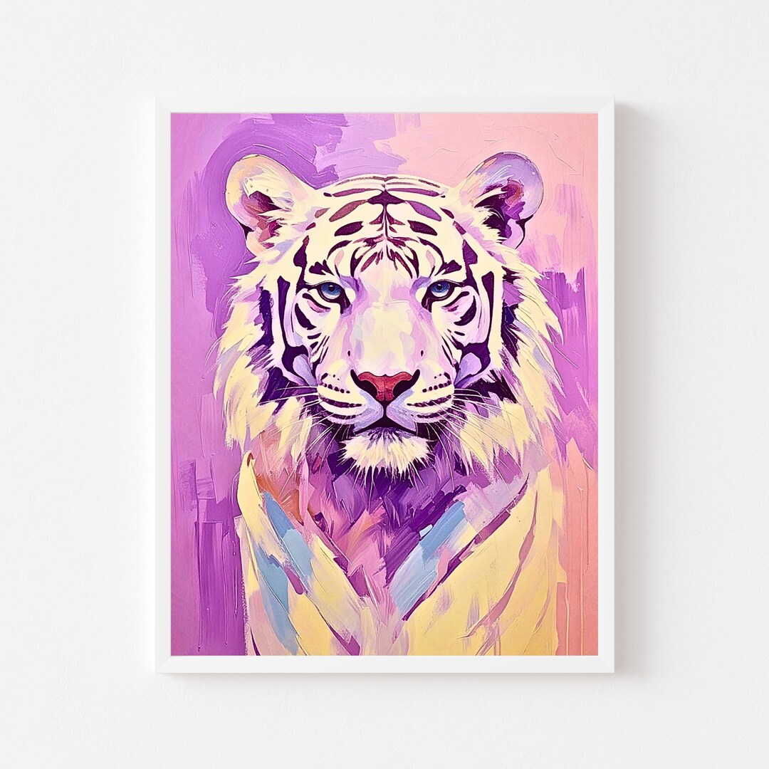 Pastel Tiger Watercolor Art Print: Modern Animal Decor (digital ...