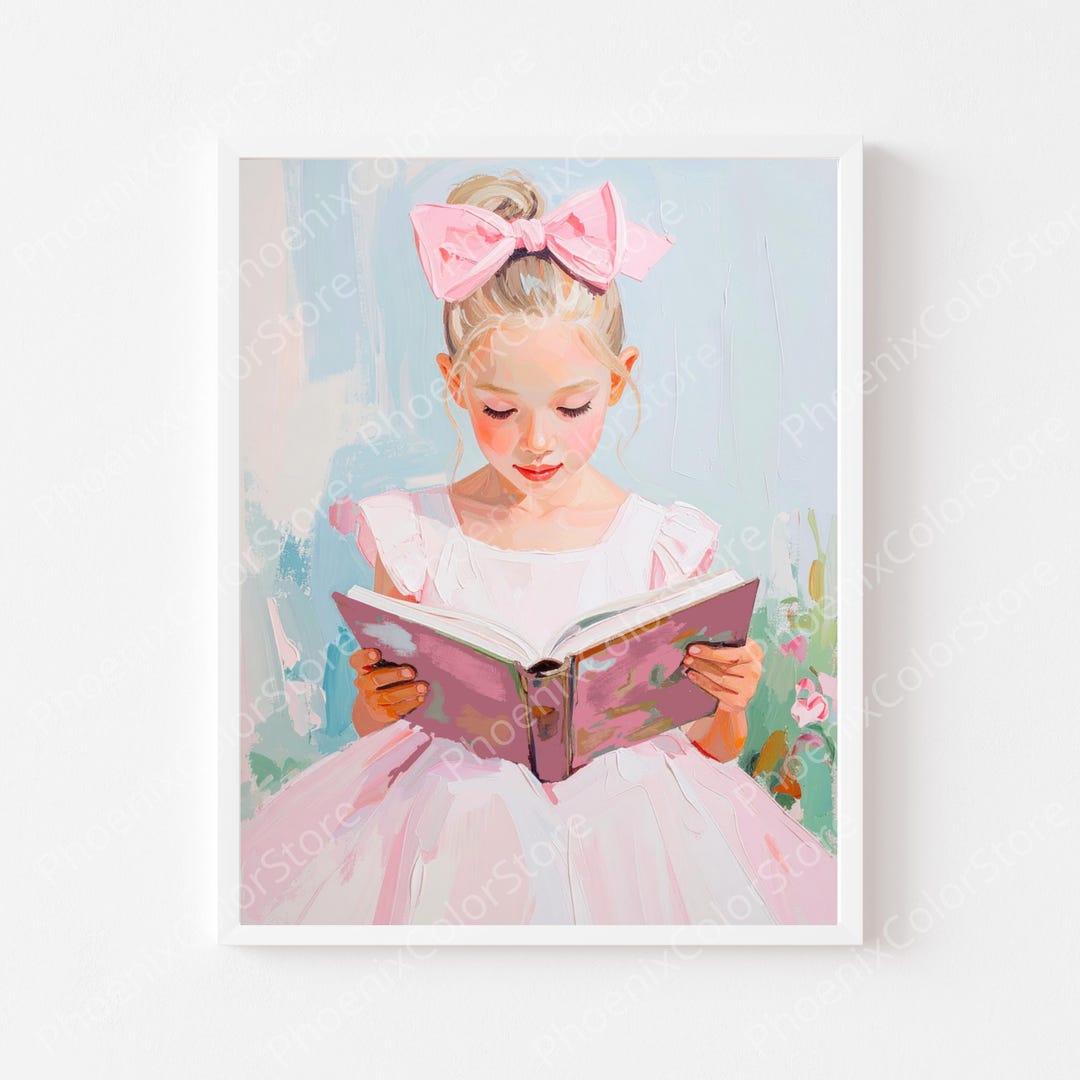 Pastel Girl Reading Art Print: Vintage Nursery Decor (digital Download ...