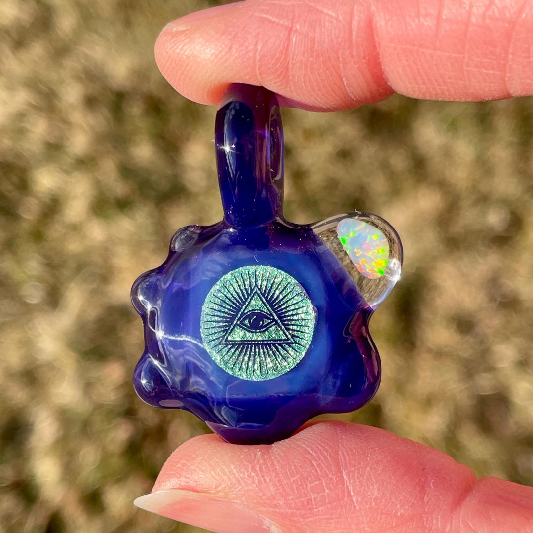 Third Eye Chakra Necklace, Handmade Glass Opal Pendant, Unique Jewelry ...