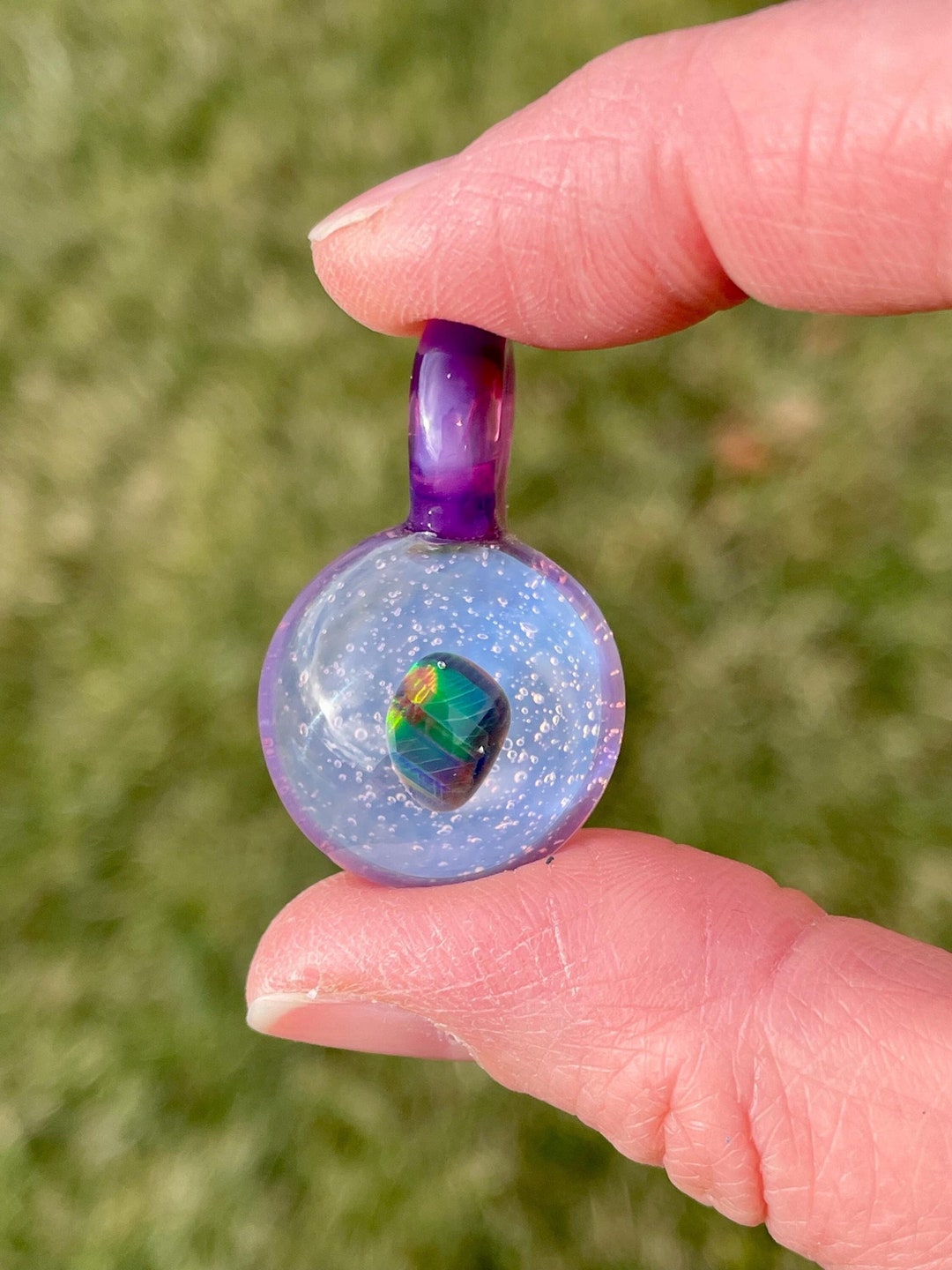 Small Glass Opal Pendant, Floating Opal, Lampwork Focal Bead, Mini Opal ...