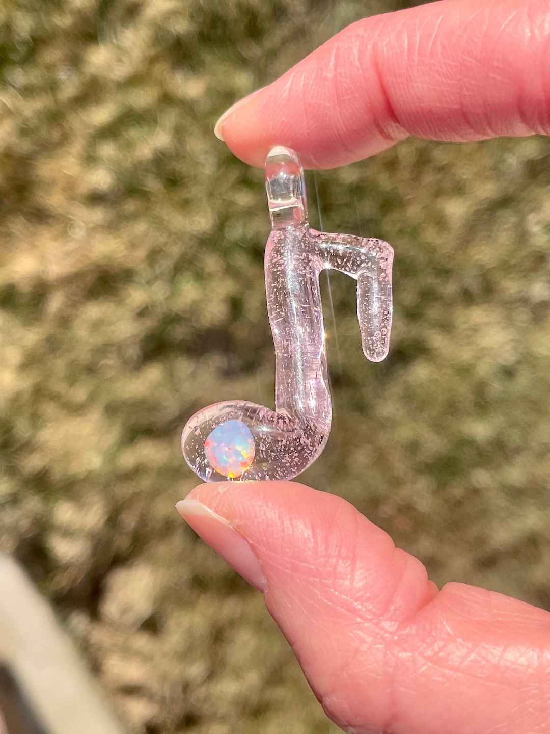 Glass Music Note Pendant, Opal Necklace for Her, Simple Music Jewelry ...