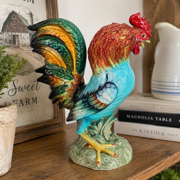 Statue Ceramic Rooster - Etsy
