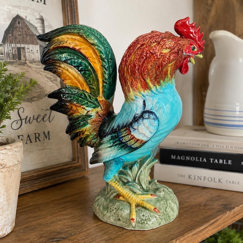 Ceramic Roosters Figurines - Etsy