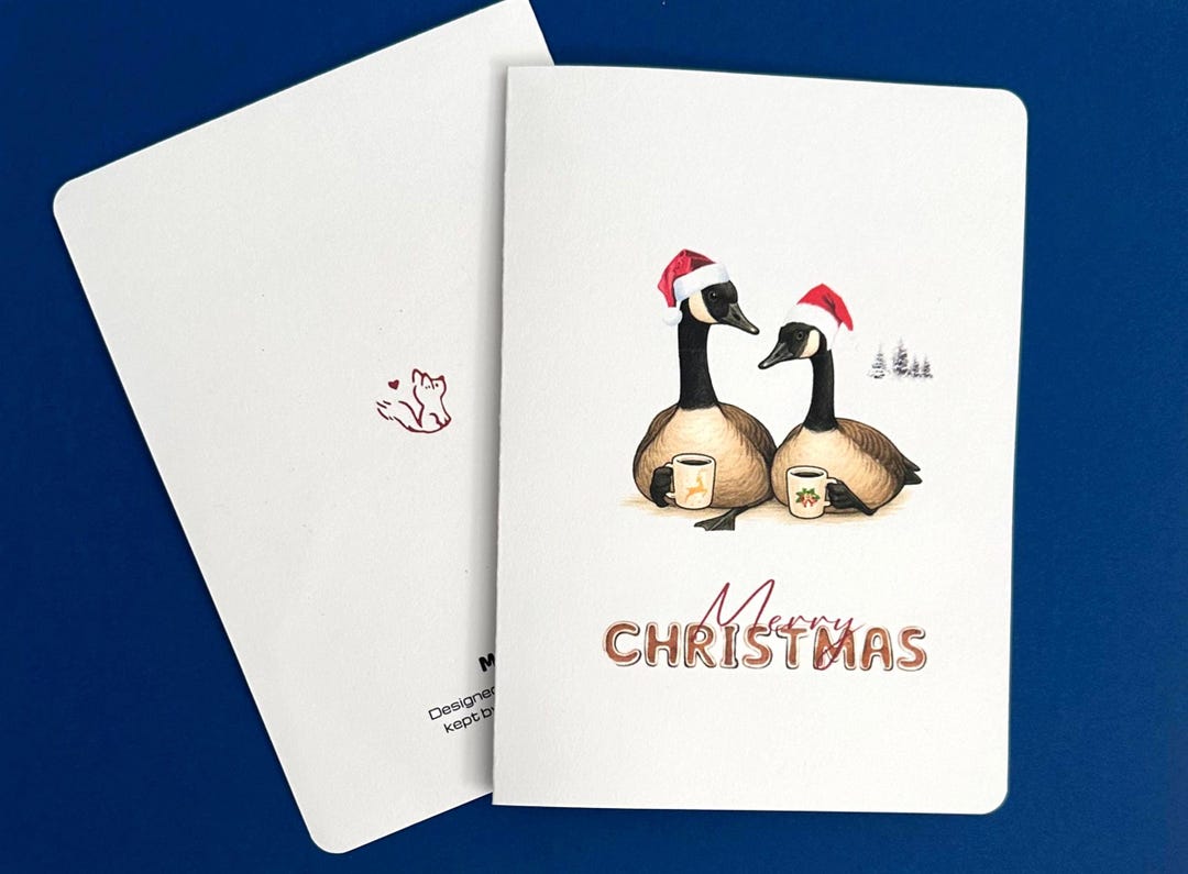 Christmas Coffee Goose Card, Coffee Geese, Holiday Card A6, Canadian ...