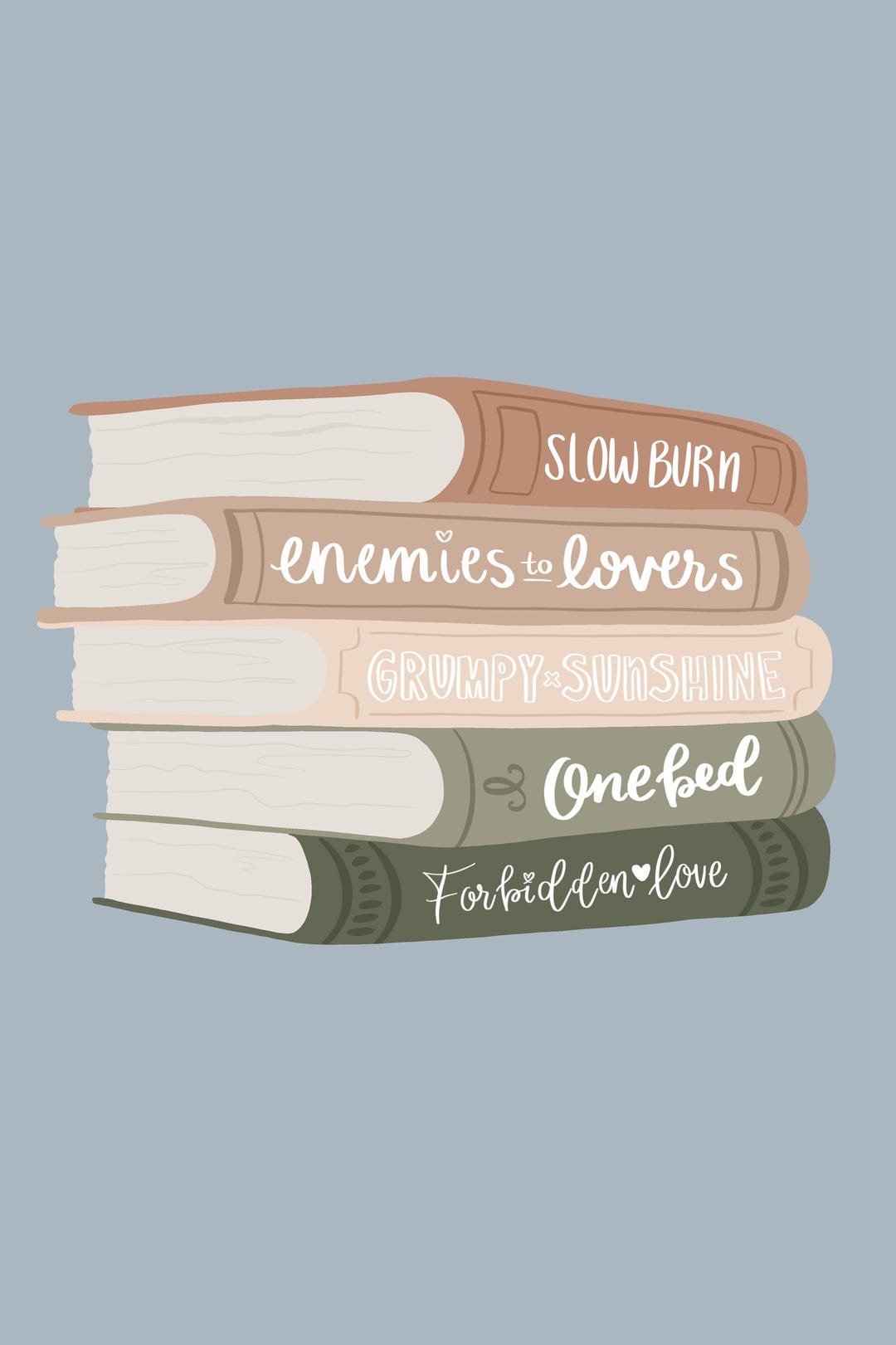 Book Trope Stack EARTHY Aesthetic Bookish Wall Art Cute Reading Trendy ...