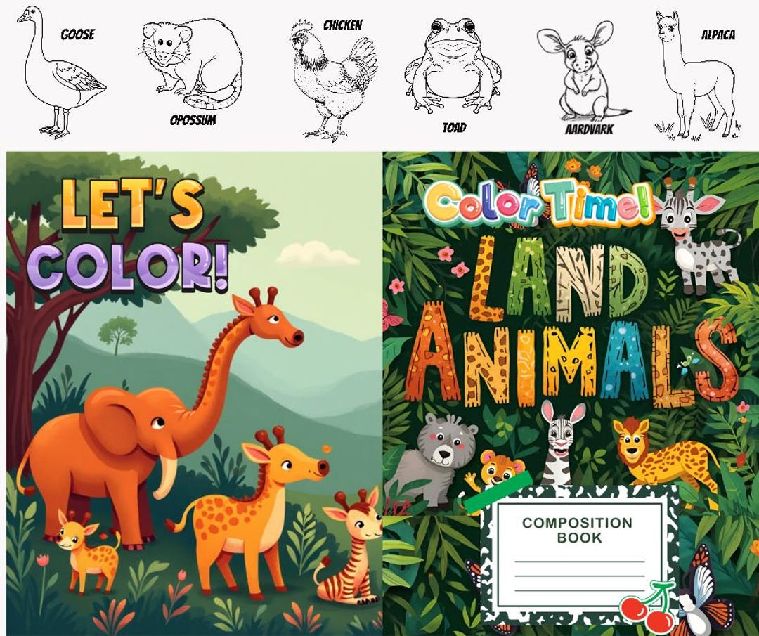 100 Land Animals Coloring Book: Minimalist Wildlife Pages (PDF) - Etsy