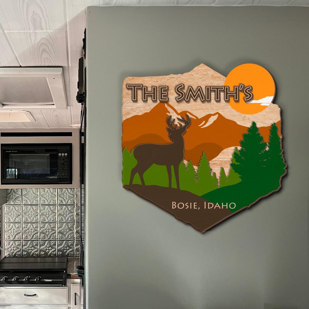 Deer Lookout Wooden Sign, Personalized 3D Laser Cut Wooden Wall Art ...