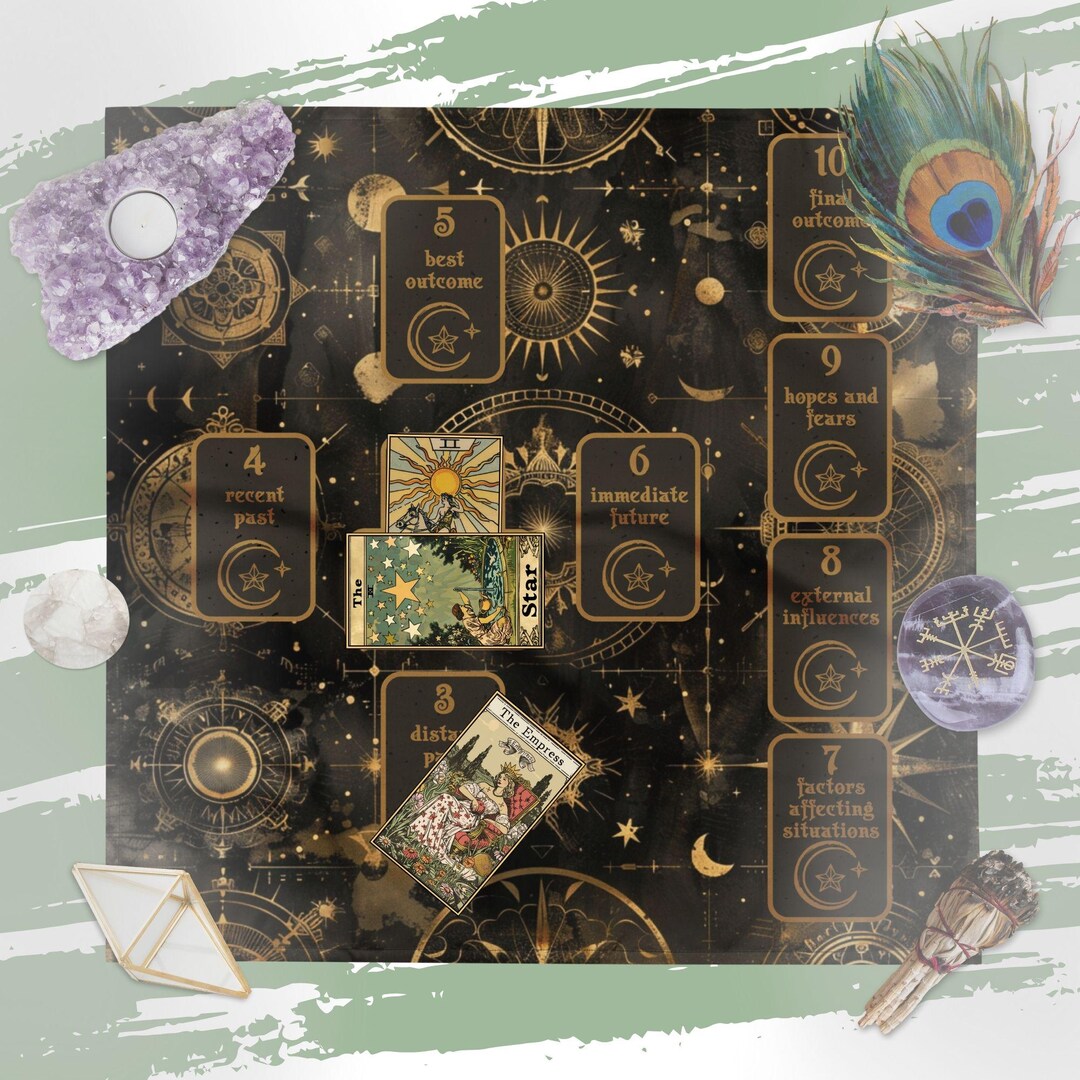 Dark Academia Altar Cloth, Celtic Cross Tarot Spread Cloth, Learn Tarot ...