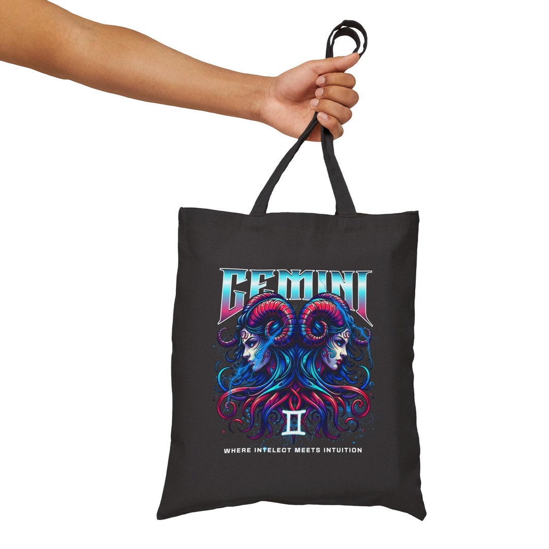 Gemini Zodiac Futuristic Tote Bag Cyberpunk Astrology Star Sign Gemini ...