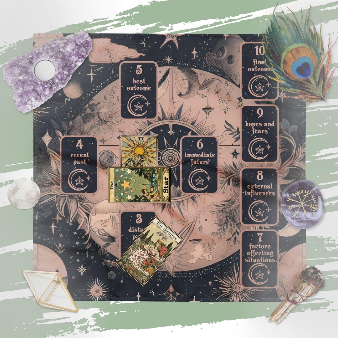 Dark Academia Altar Cloth, Celtic Cross Tarot Spread Cloth, Learn Tarot ...