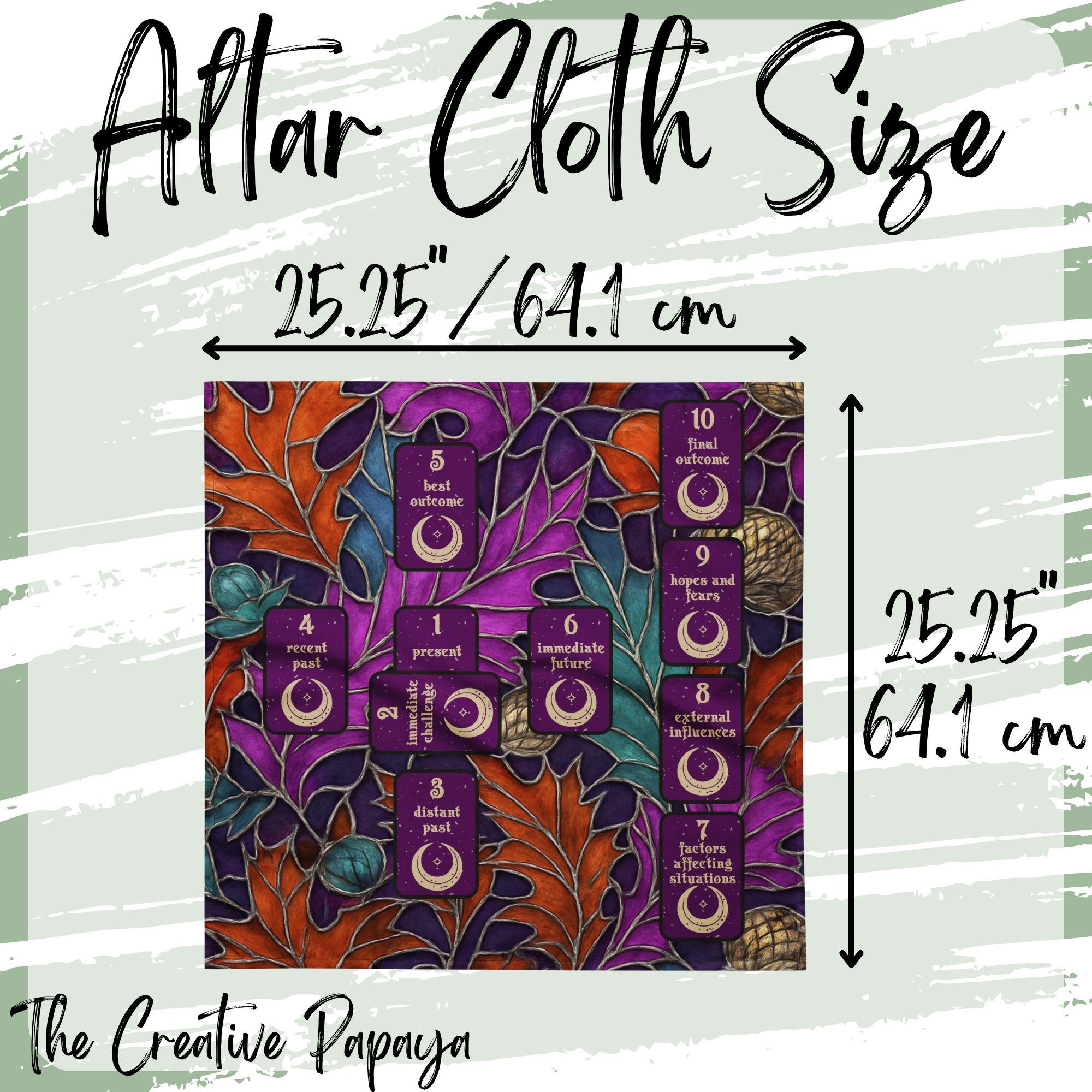 Stained Glass Altar Cloth, Arcane Celtic Cross Tarot Spread Cloth ...