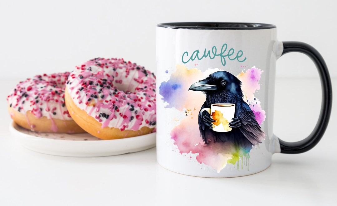 Cawfee Raven Funny Crow Mug Bird Lover Gift, 11oz Coffee Mug, Quirky ...