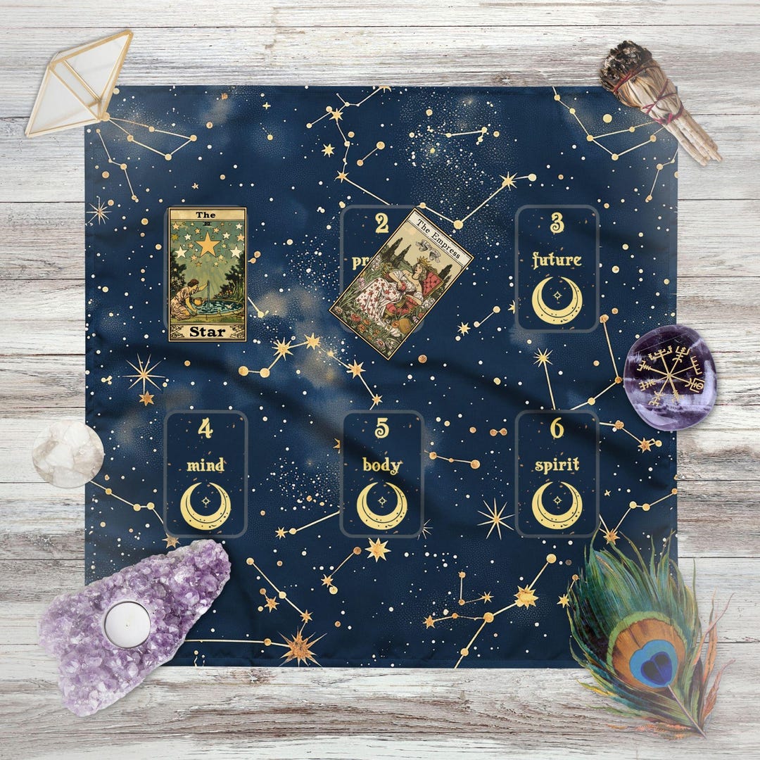 Dark Academia Altar Cloth, 6 Card Tarot Spread Cloth, Learn Tarot Card ...