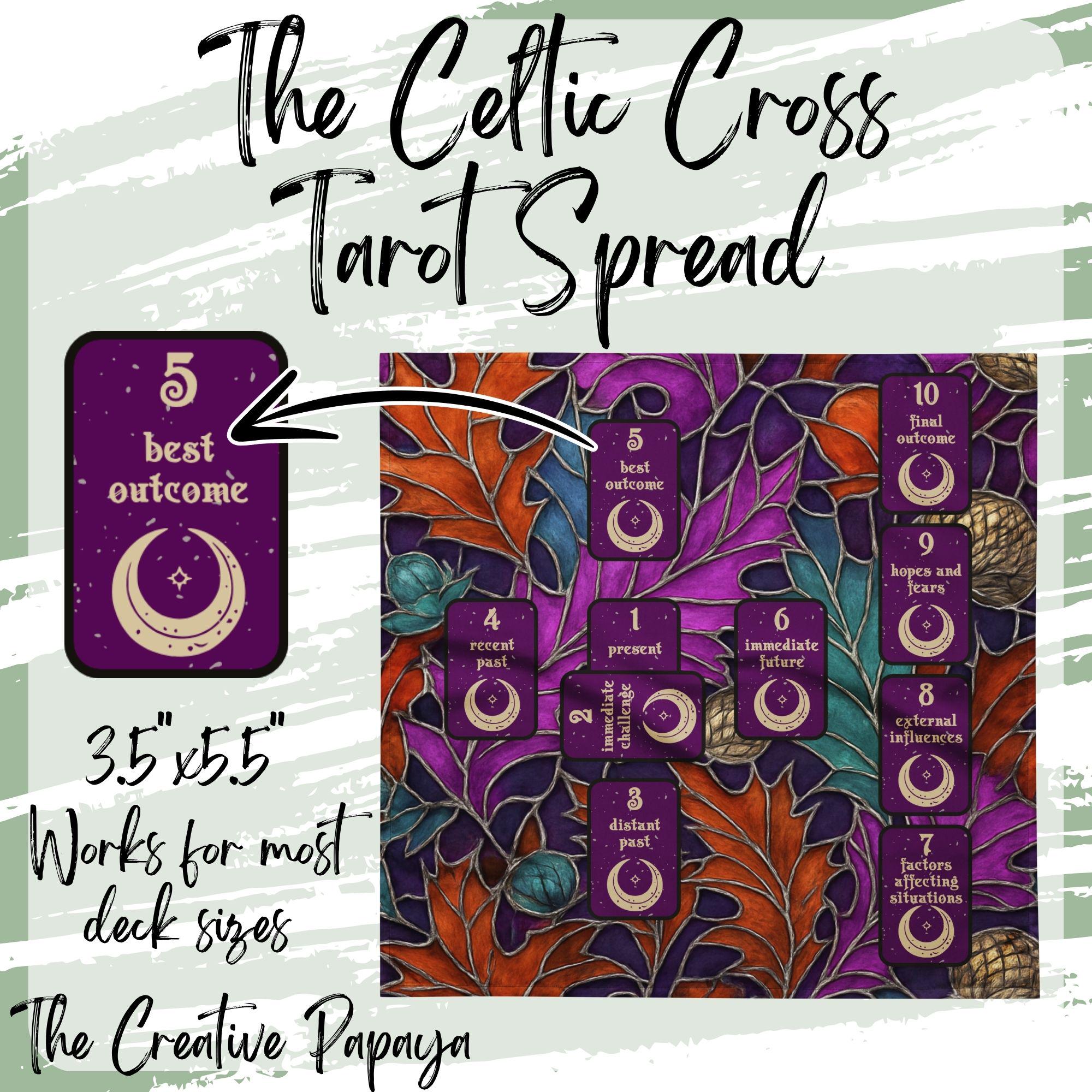 Stained Glass Altar Cloth, Arcane Celtic Cross Tarot Spread Cloth ...