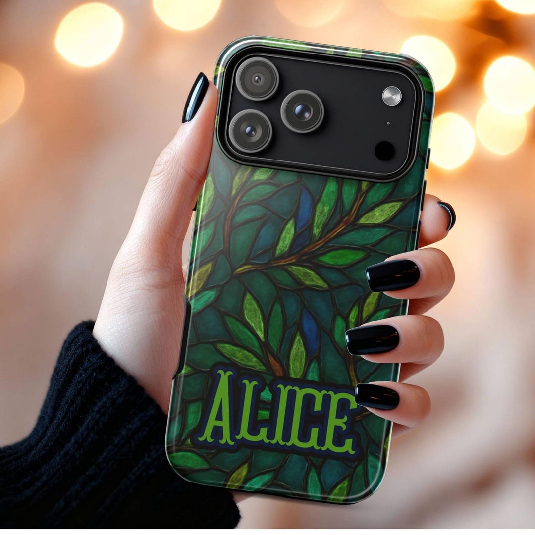 Stained Glass Mosiac Dark Academia Goth Phone Case, Custom Name iPhone ...