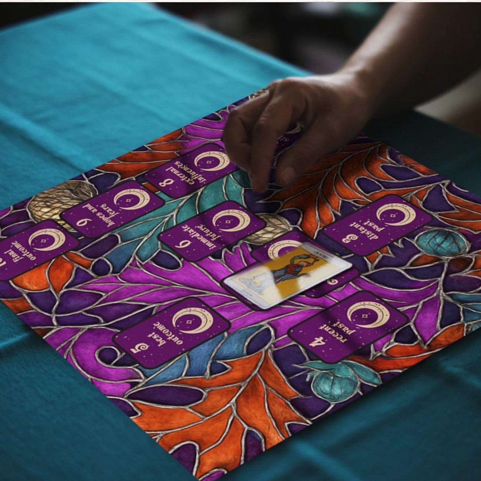 Stained Glass Altar Cloth, Arcane Celtic Cross Tarot Spread Cloth ...
