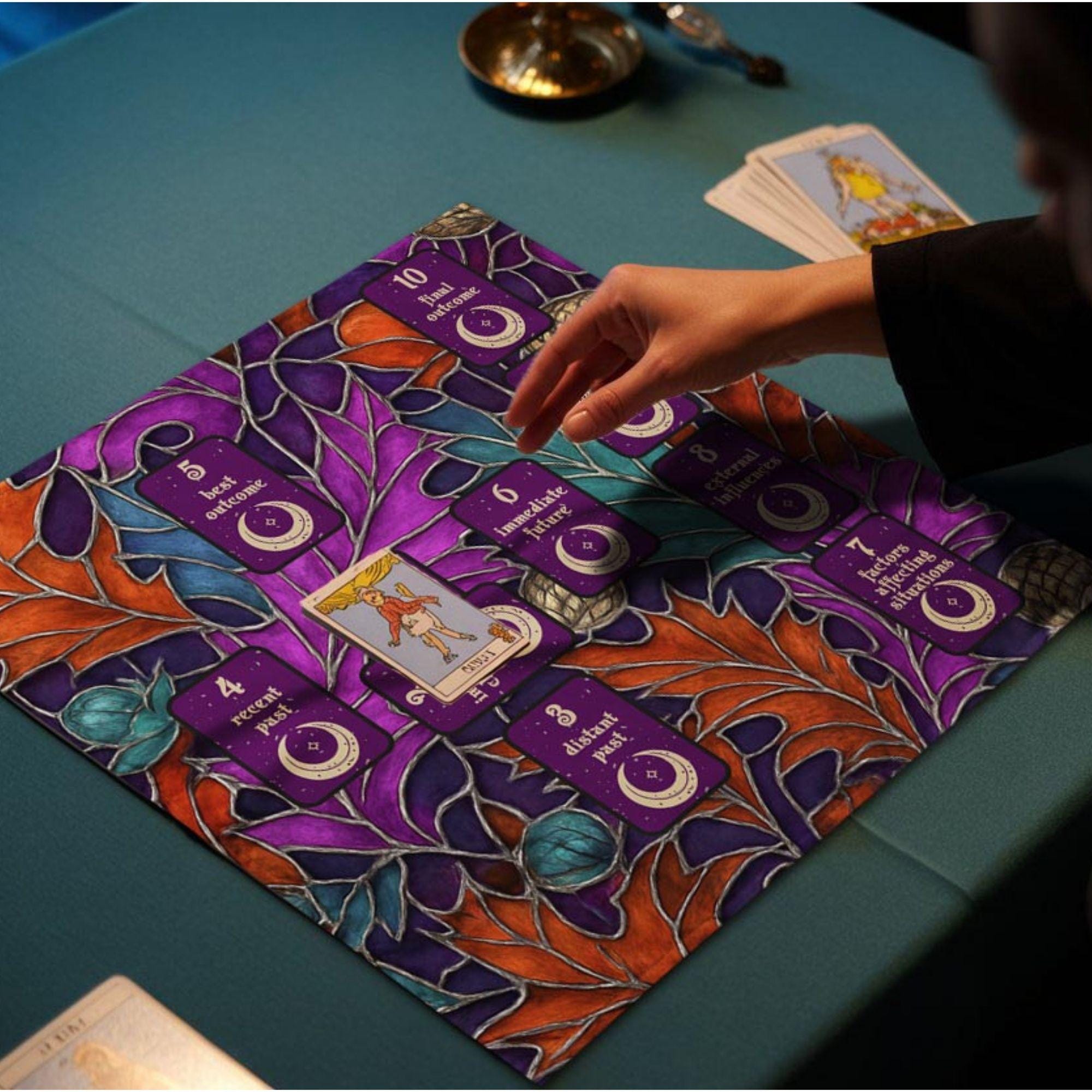 Stained Glass Altar Cloth, Arcane Celtic Cross Tarot Spread Cloth ...