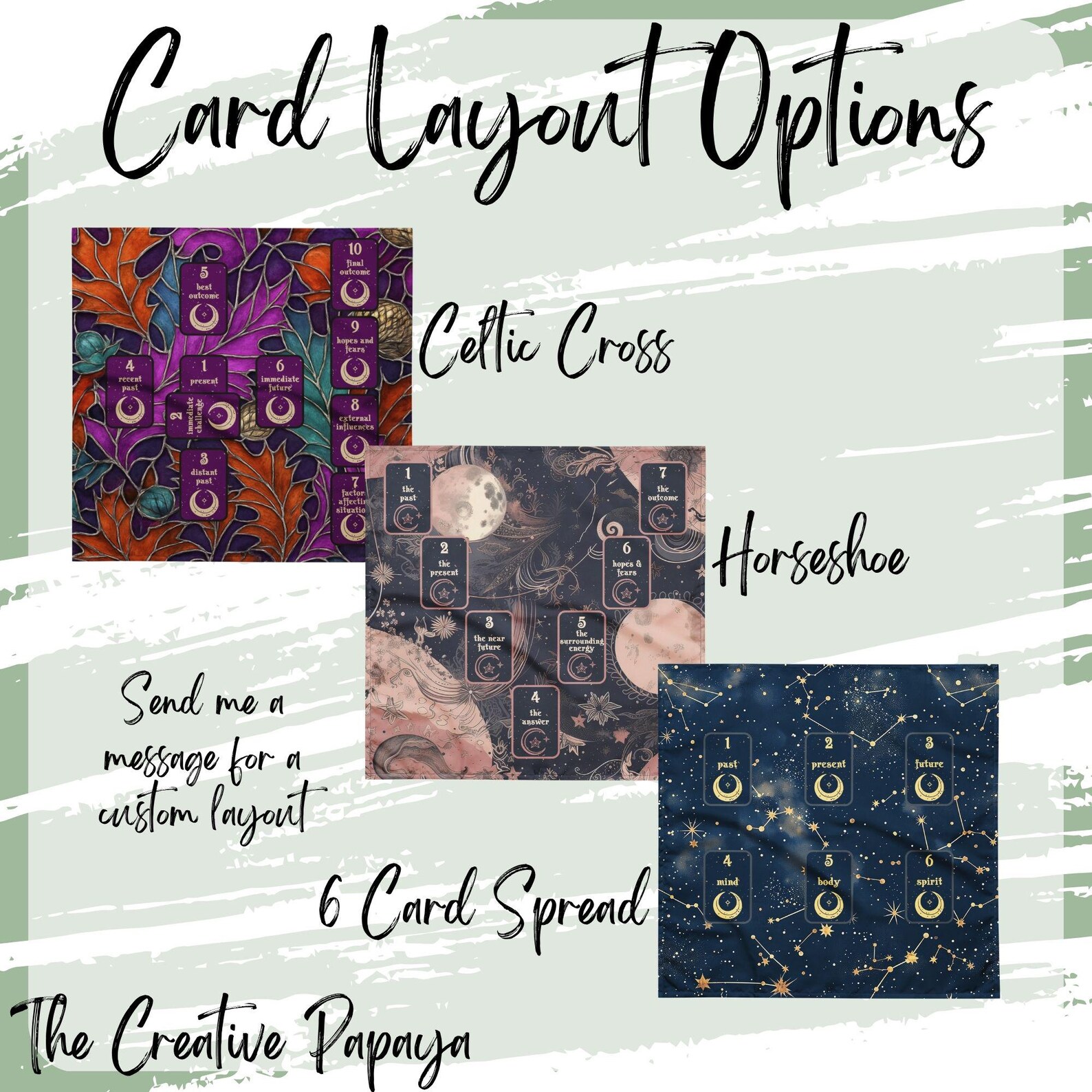 Stained Glass Altar Cloth, Arcane Celtic Cross Tarot Spread Cloth ...
