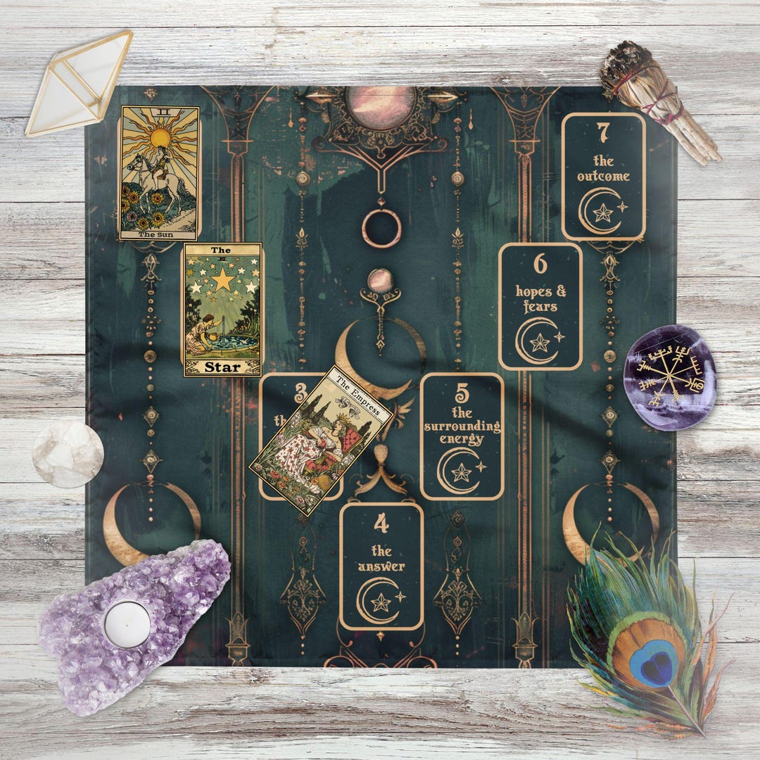 Dark Academia Altar Cloth, Horseshoe Tarot Spread Cloth, Learn Tarot ...