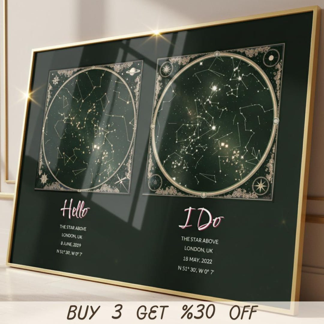 Custom Star Map, Gift for Her: Personalized 2 in 1 Christmas Gift ...