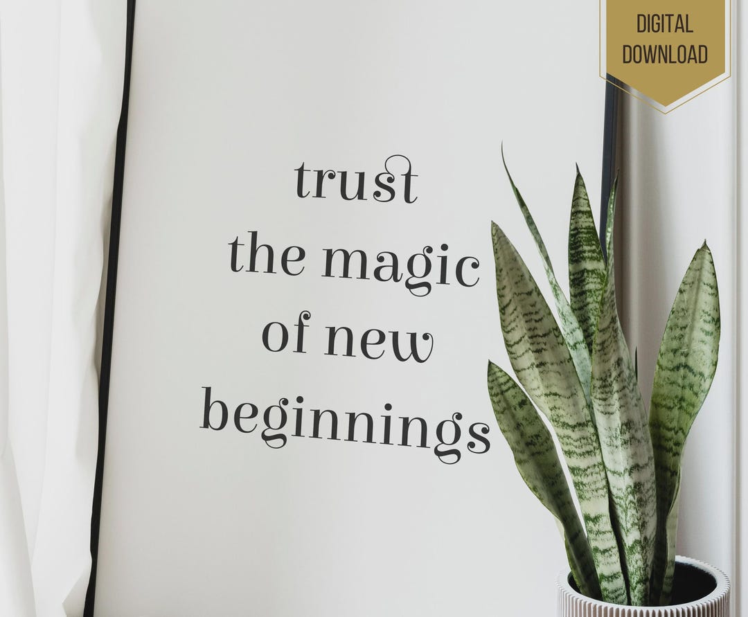 New Beginnings Typography Print, Motivational Wall Art (digital ...