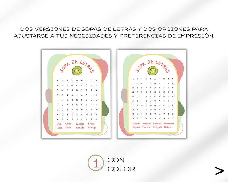Sopa De Letras De Frutas Para Niños | Spanish Fruit Word Search for ...