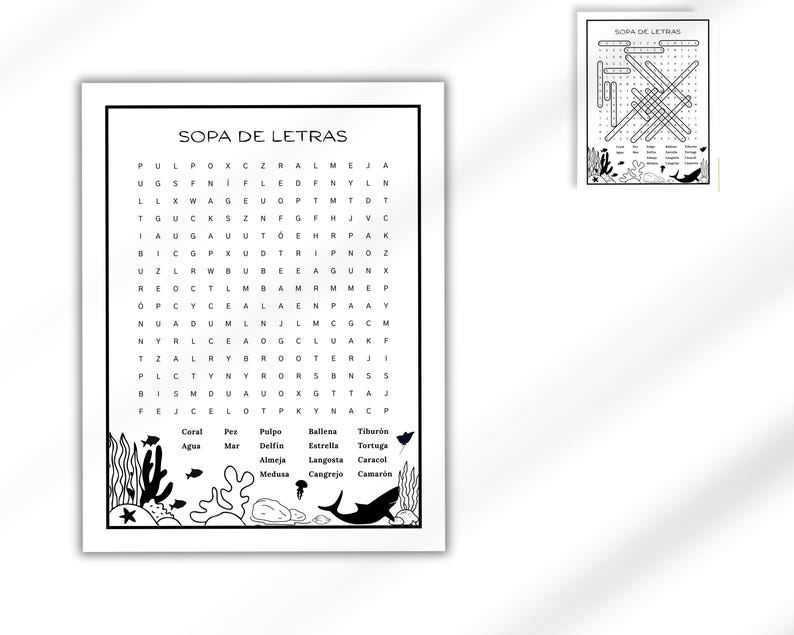 Sopa De Letras Animales Del Mar | Sea Animals Word Search | Spanish ...
